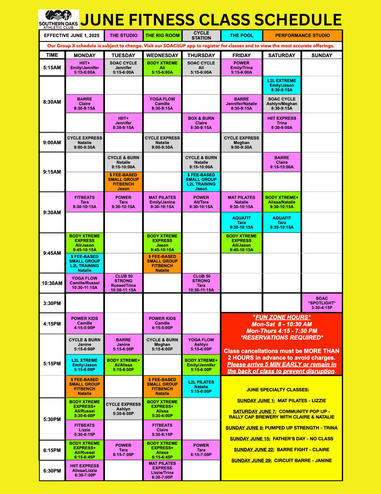 Group X Schedule | SOAC